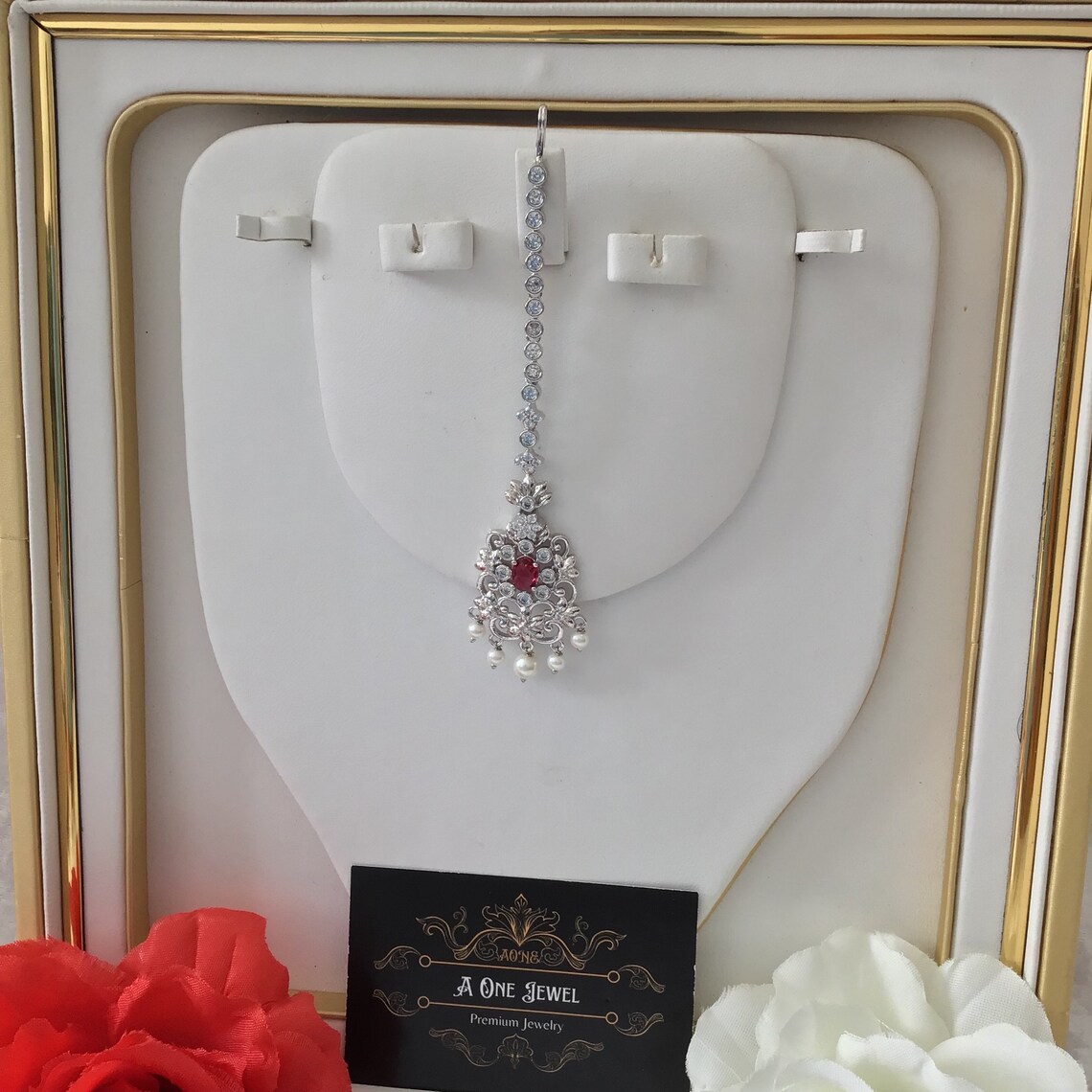 CZ Diamond Silver Plated Tikka | Indian Forehead Jewelry - Etsy