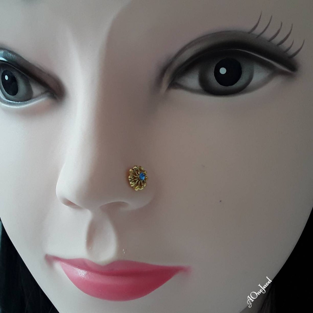 Indian Nose Stud, Gold Nose Stud, Indian Jewelry, Pakistani Jewelry ...