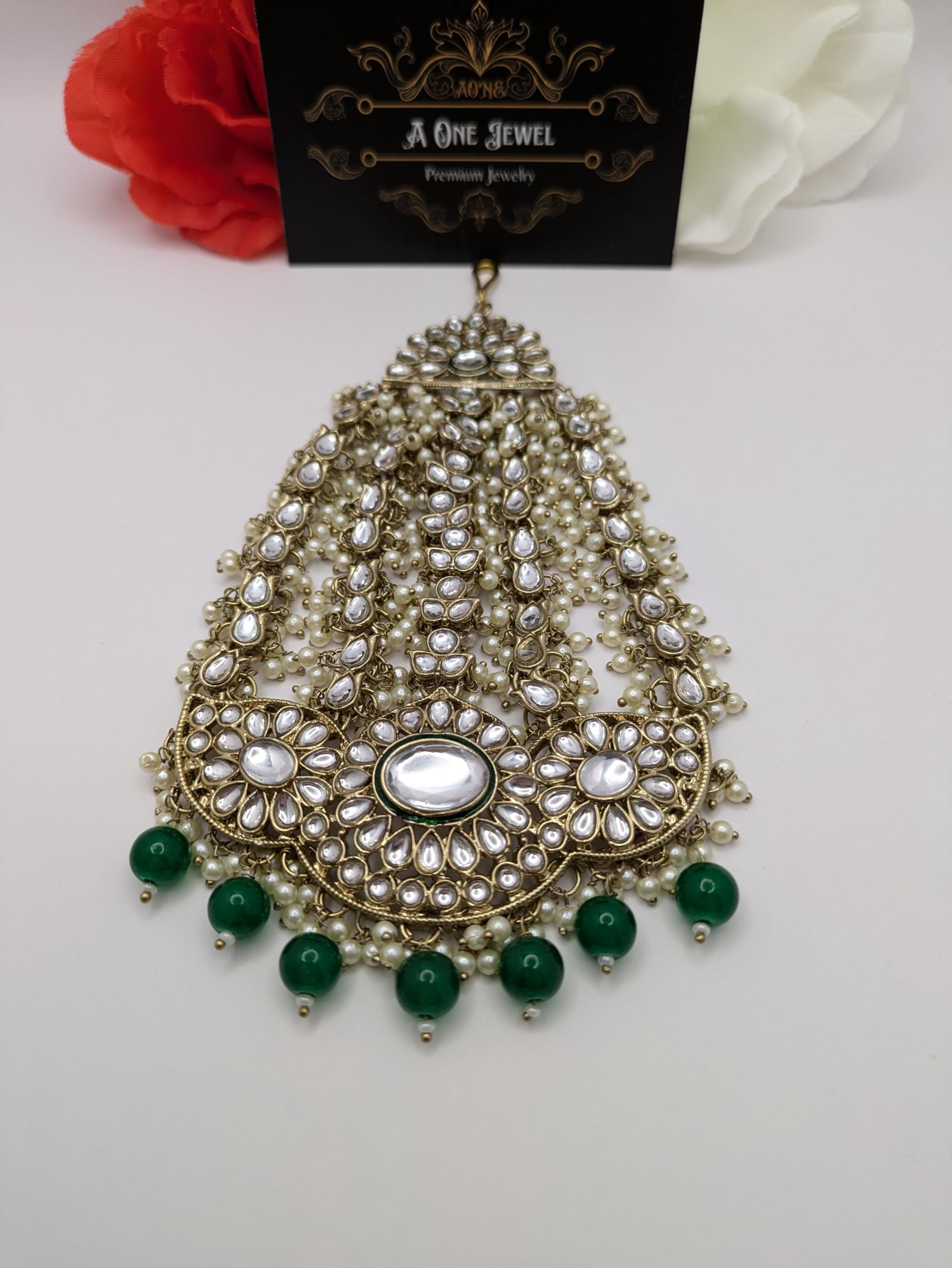 Indian Bridal Kundan Tikka Pearl Matha Patti Wedding Pakistani ...