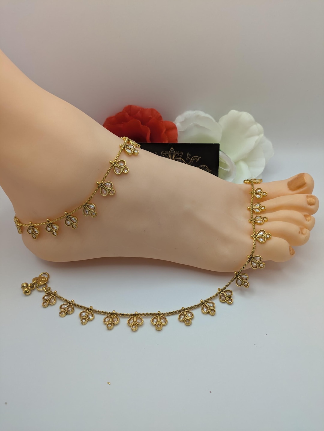 Indian Kundan Anklets , Gold Anklets, Ghanjar, Bridal Anklets, Payal ...