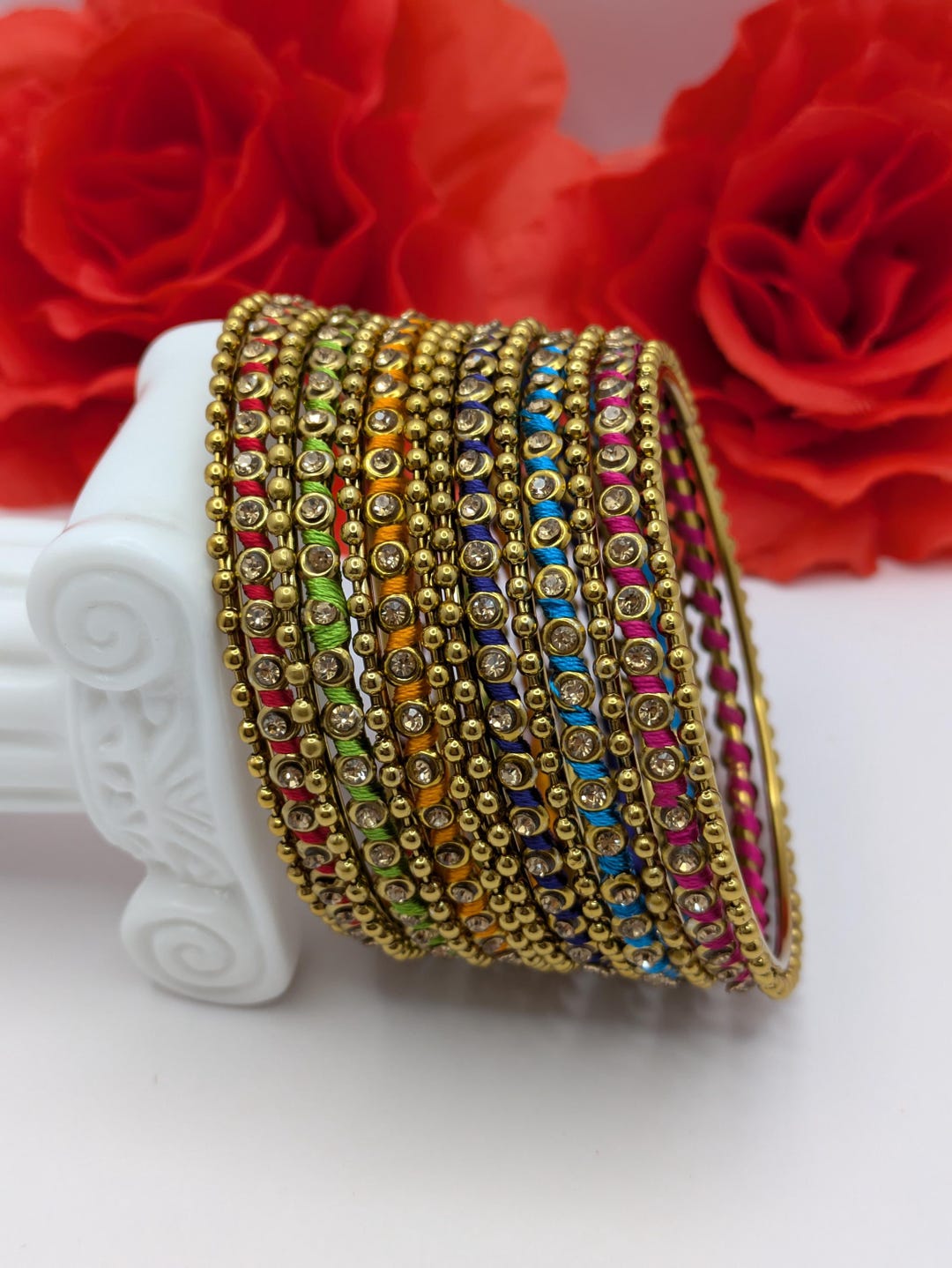 Indian Rustic Gold 14PCS Multi Bangles, Indian Jewelry, Pakistani ...