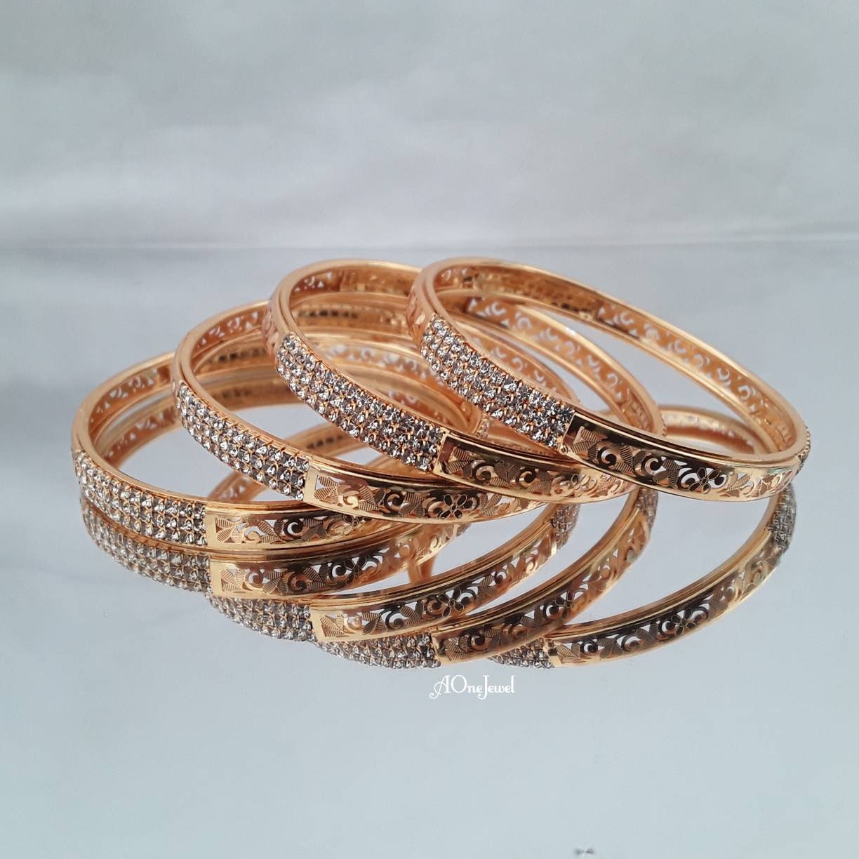 Indian Ethnic 4pcs Gold Plated Cz Bangles Indian Jewelry Pakistani