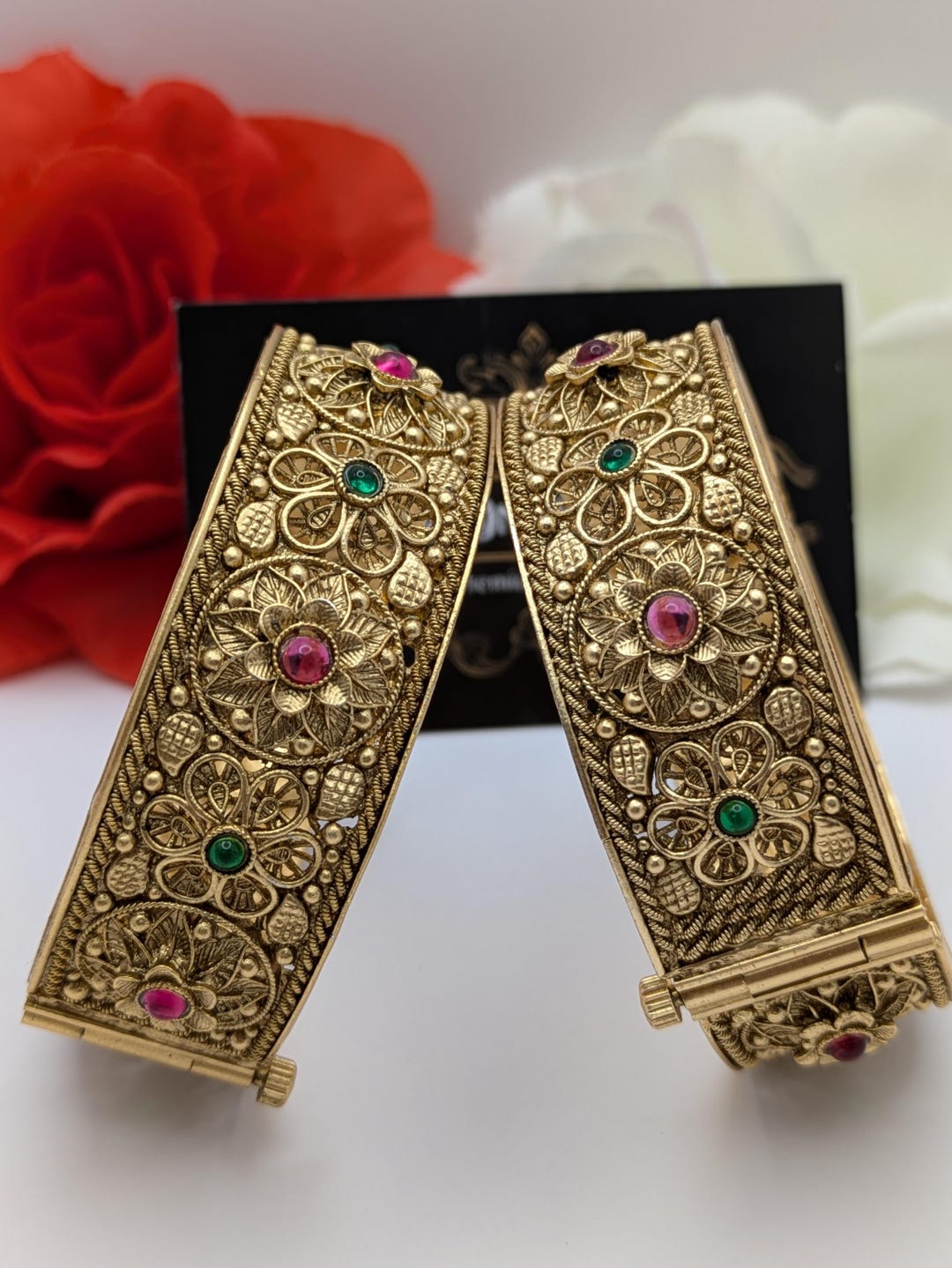 Indian Gold Plated 2pcs Openable Bangles Set, Pakistani Bangles, Kangan ...