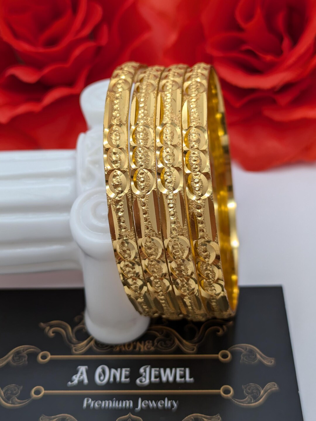 4PCS Indian Pakistani Gold Plated Bangles, Kangan, Bangles Set, Wedding ...