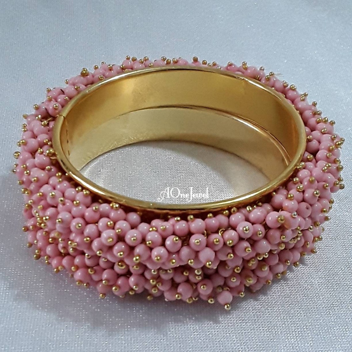 2pcs Pearl Bangles, Gajra Bangles, Kangan, Kara, Bollywood Bangles ...