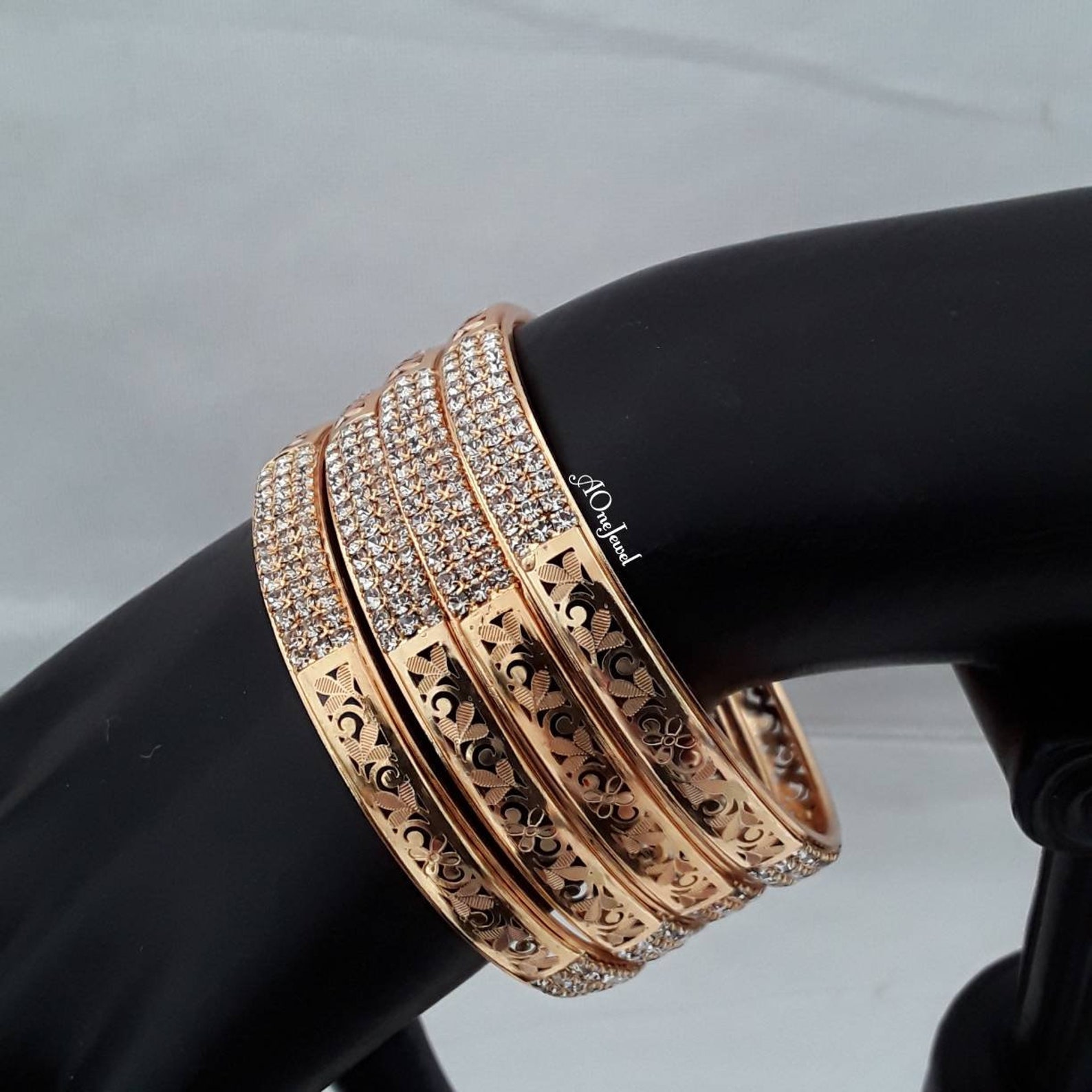 Indian Ethnic 4pcs Gold Plated Cz Bangles Indian Jewelry Pakistani