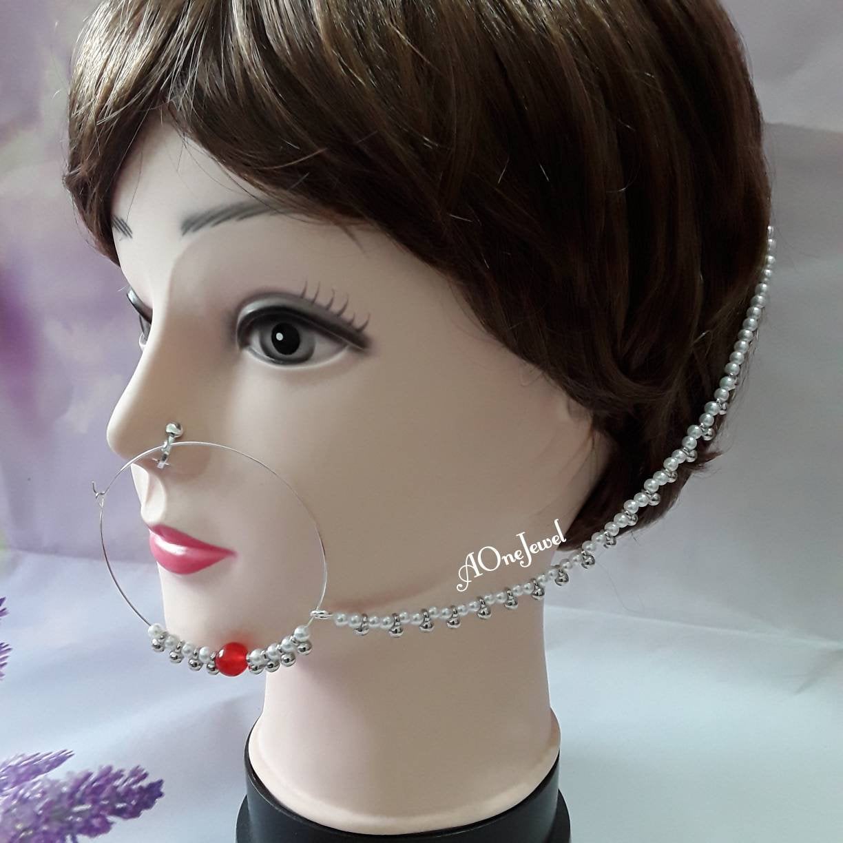 Indian Pearl Nath Traditional Nose Ring Pierced Nose Ring - Etsy