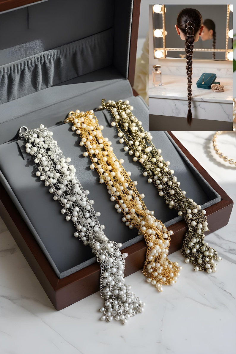 48 Inches Pearl Choti Chain. Hair Jewelry, Hair Accessories, Braid ...