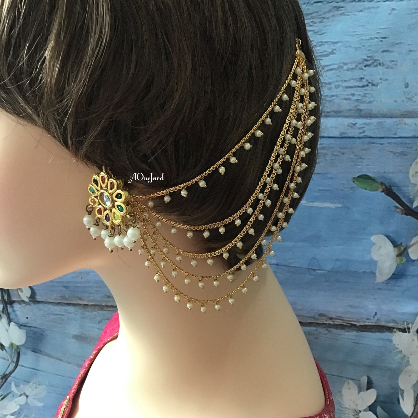 Sahara for Earrings Gold Pearl Ear Chain Ear Support - Etsy