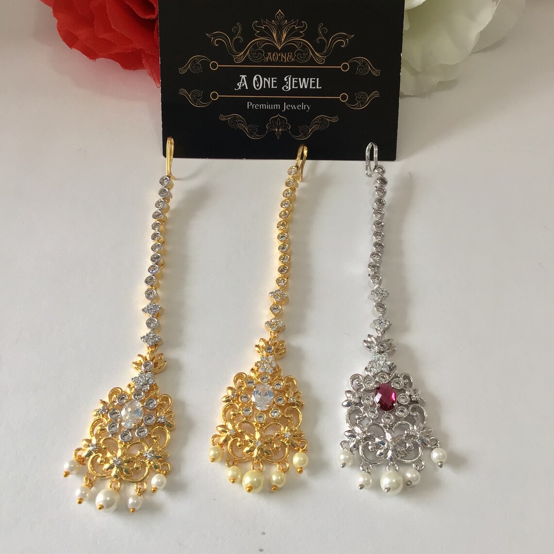 CZ Diamond Silver Plated Tikka | Indian Forehead Jewelry - Etsy