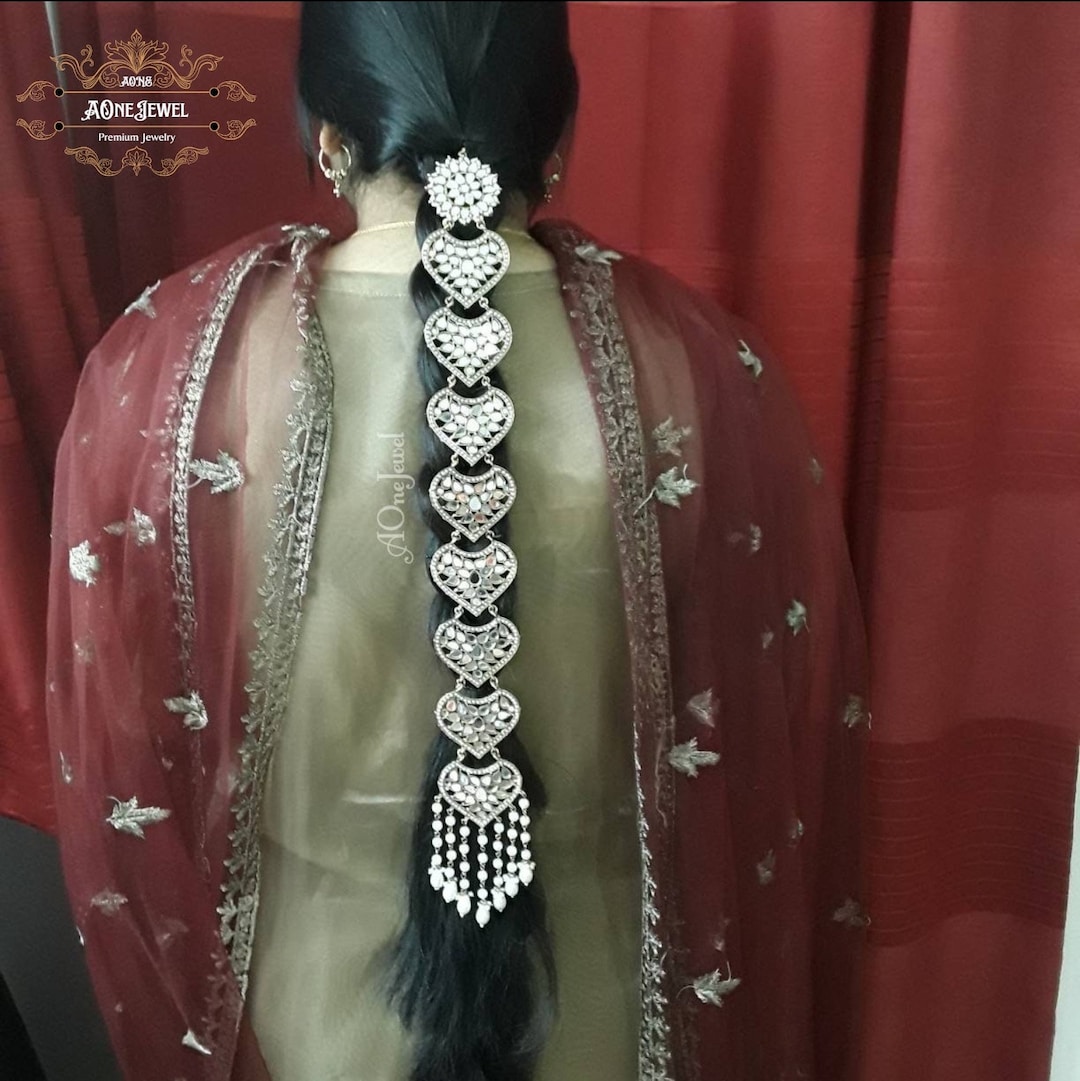 Dull Gold Mirror Paranda, Hair Jewellery, Hair Accessories, Braid Vines ...