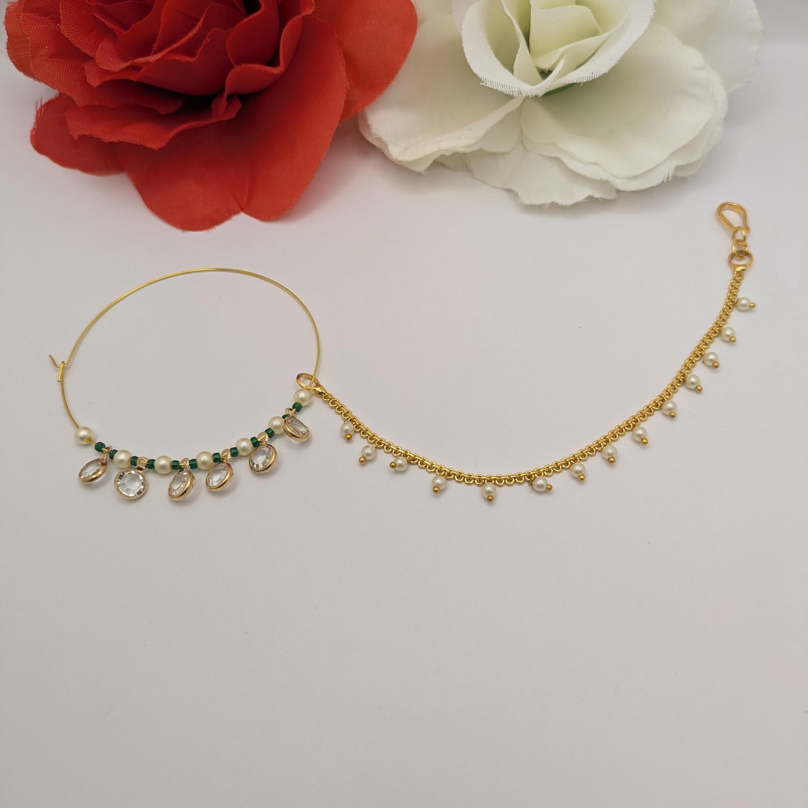 Handmade Gold-plated Pearl Nath, Indian Bridal Nose Ring - Etsy