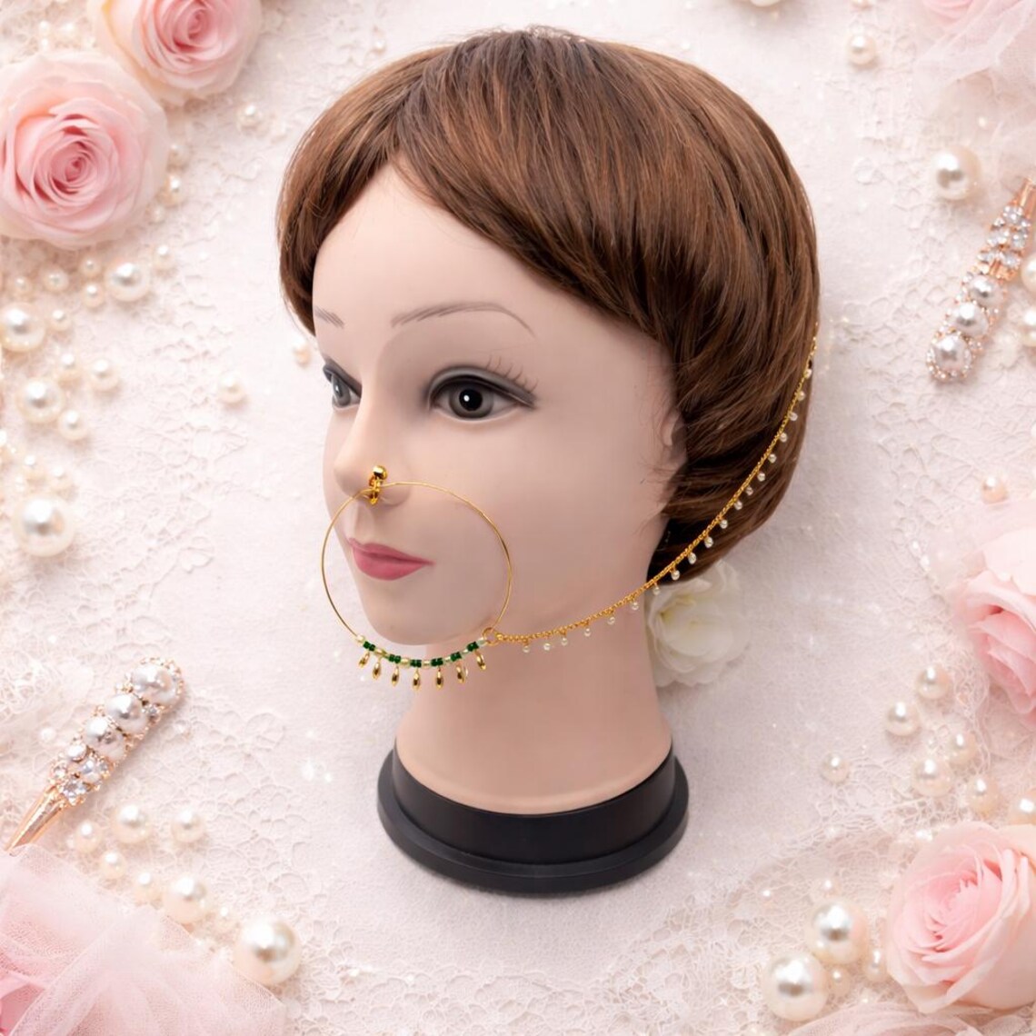 Handmade Gold-plated Pearl Nath, Indian Bridal Nose Ring - Etsy