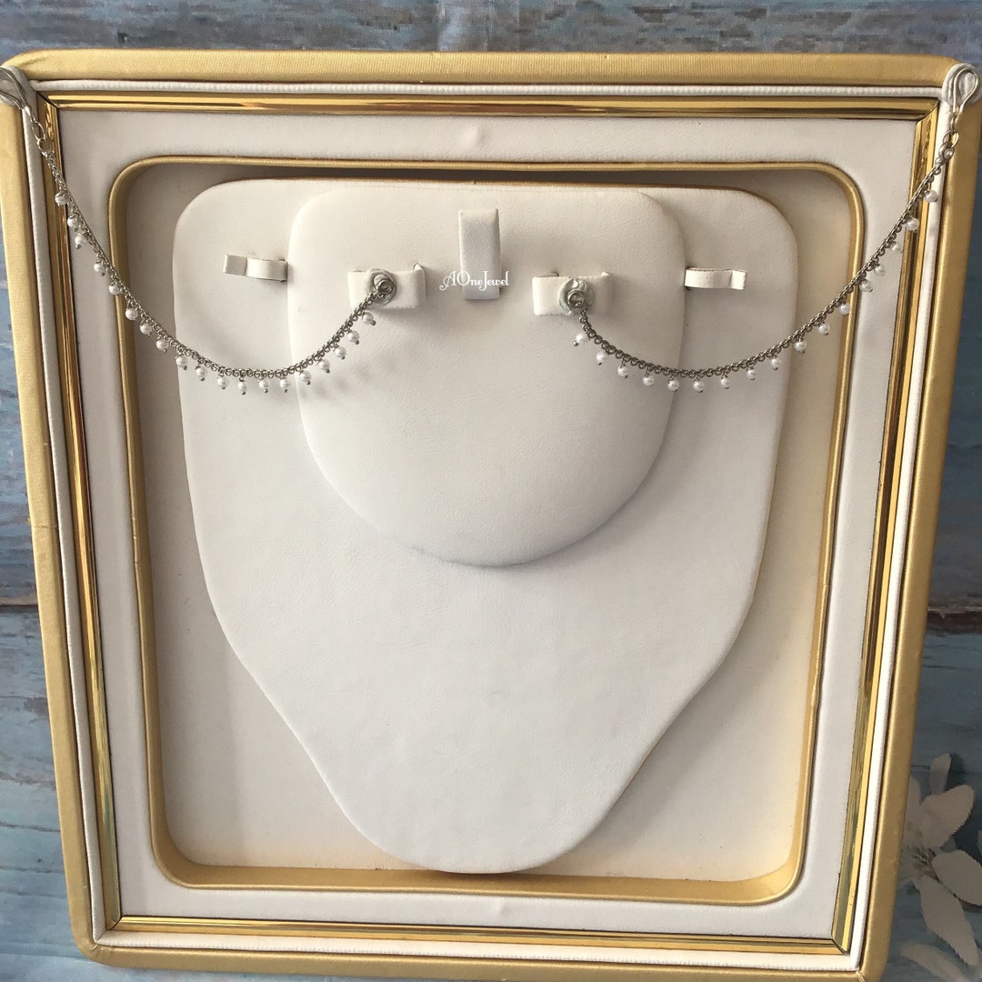 Sahara for Earrings, 1 Line Silver Pearl Ear Chain, Ear Support ...