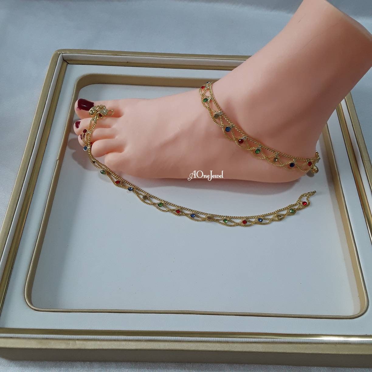 Indian CZ Anklets Gold Anklets Jhanjar Bridal Anklets Gold - Etsy 日本