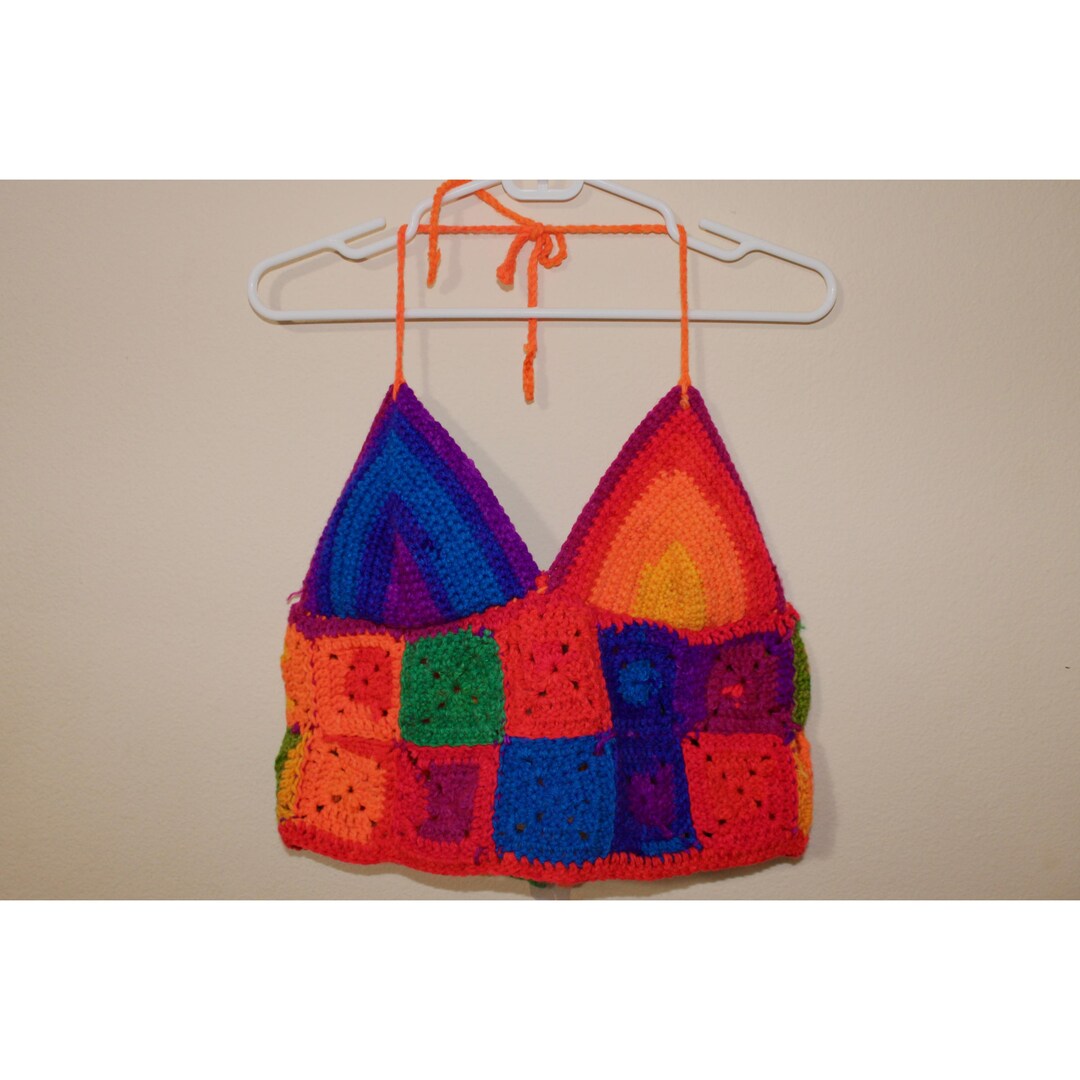 Arcoíris Crocheted Bralette rainbow - Etsy