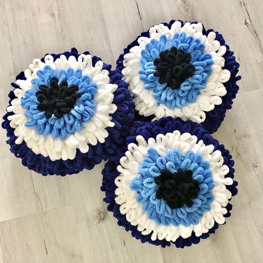 Evil Eye Crochet Pillow Nazar Crochet Pillow Decorative - Etsy
