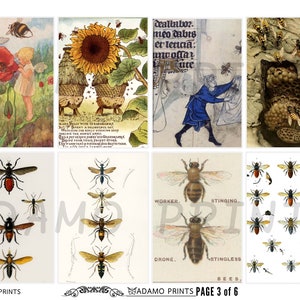 Busy Bee Set2, Ephemera Classics, Cards, Printable Images, Vintage Art ...