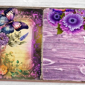 Purple Butterfly Junk Journal Pages Floral Journal Kit Garden Flower ...