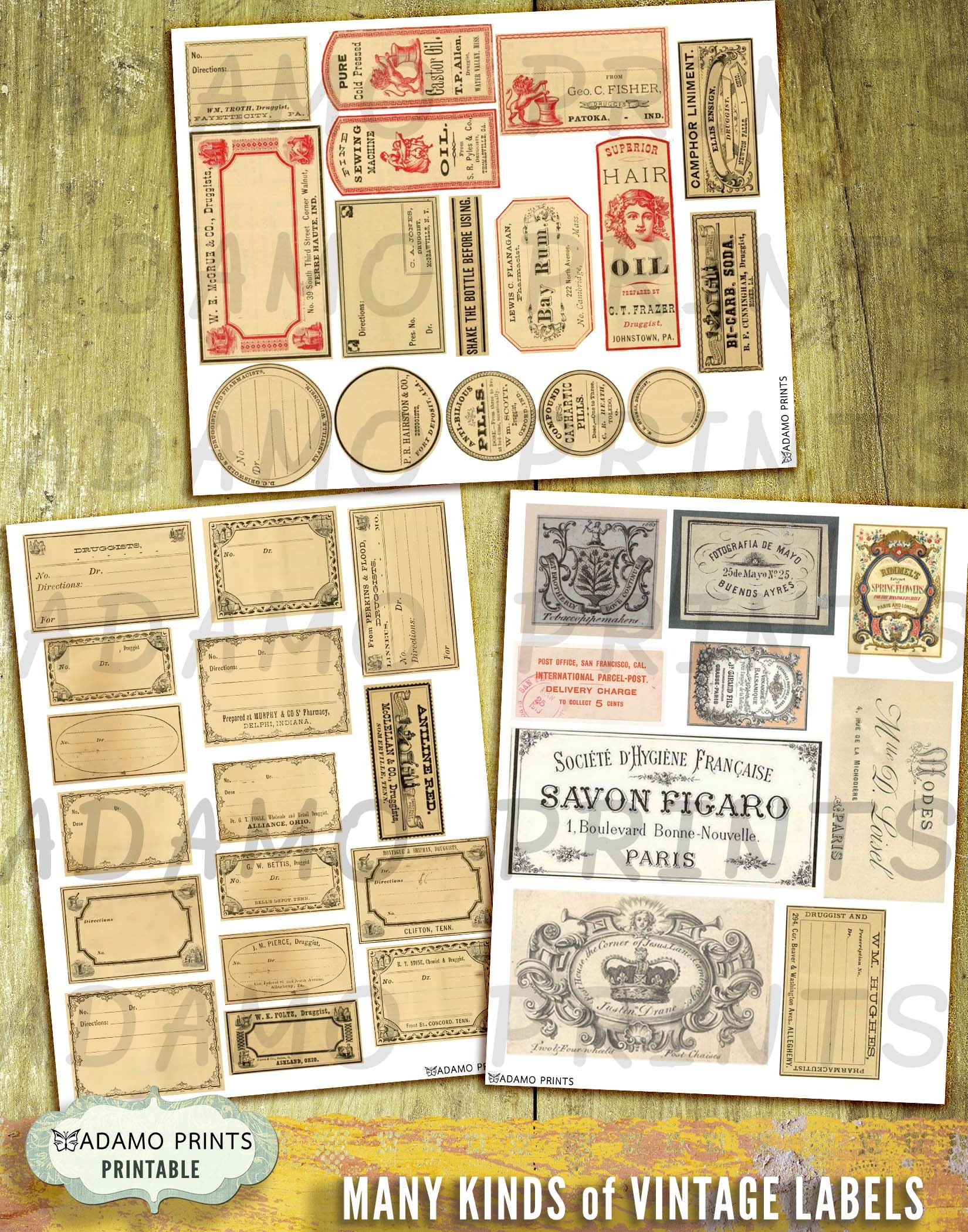 Vintage Labels Set1 Blank Labels Digital Collage Ephemera - Etsy