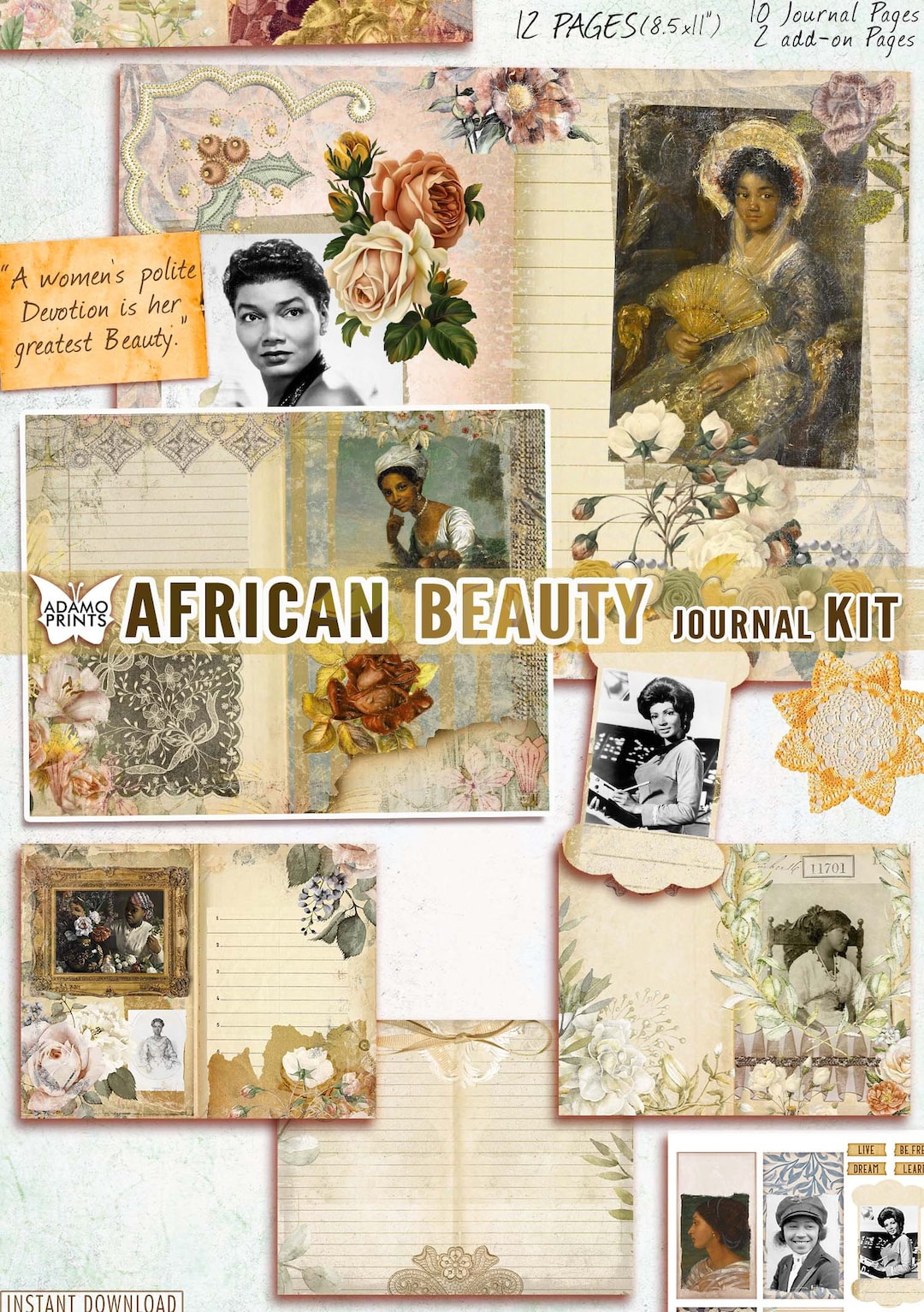 African Beauty Journal Kit, African American Journal Page, Collage ...