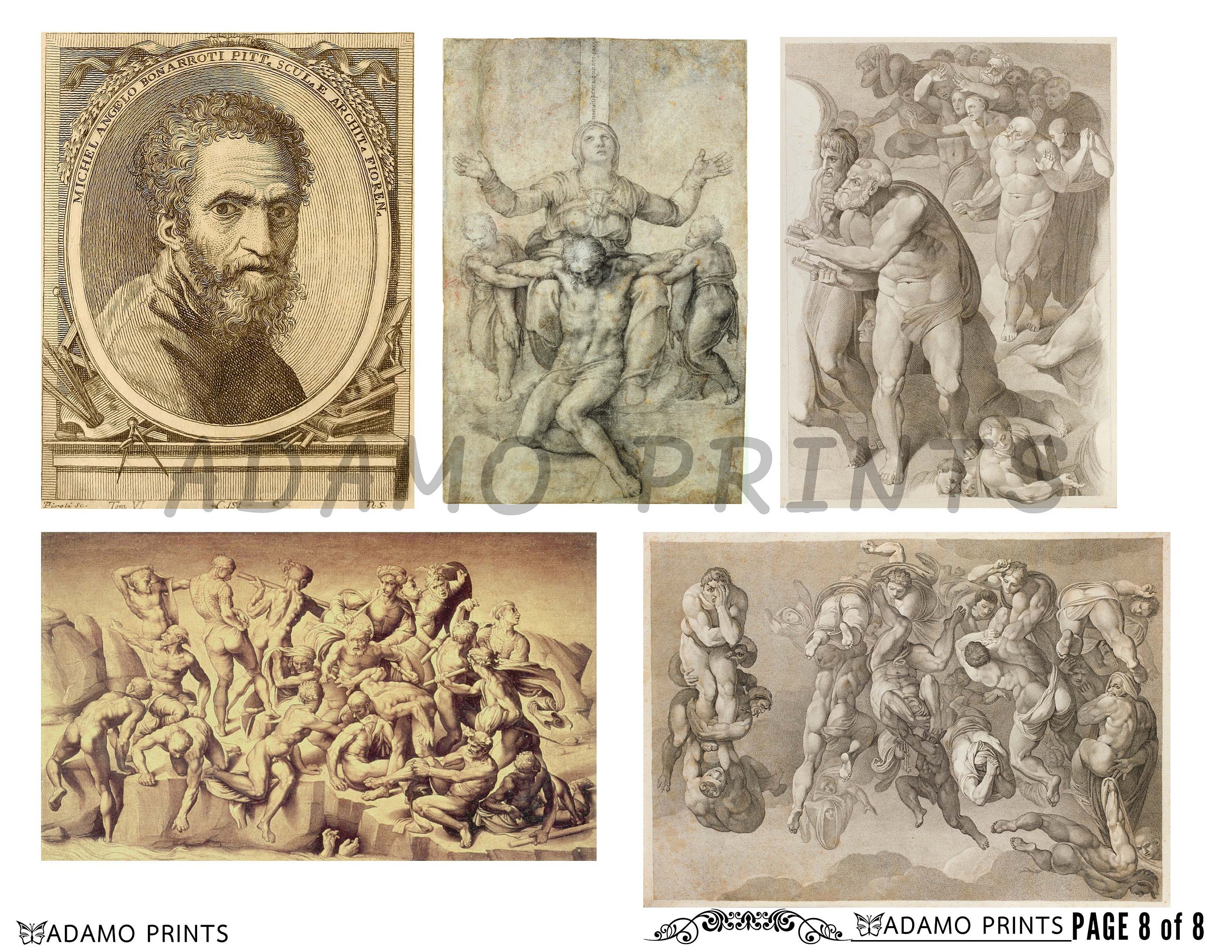 Michelangelo Digital Images Ephemera Art Printable Images - Etsy