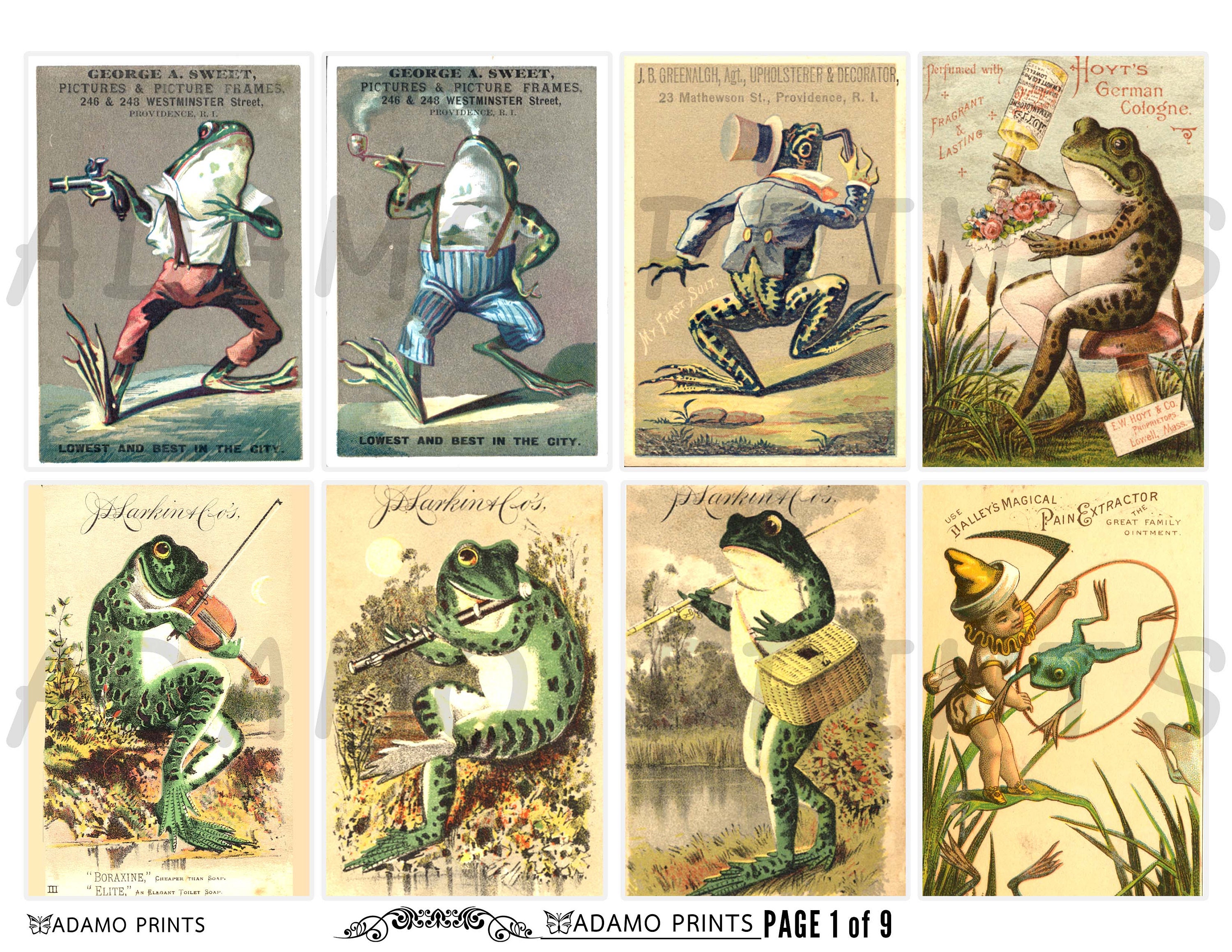 The Frogs, Animal Digital, Trade Card, ATC, Woodland, Digital Images ...