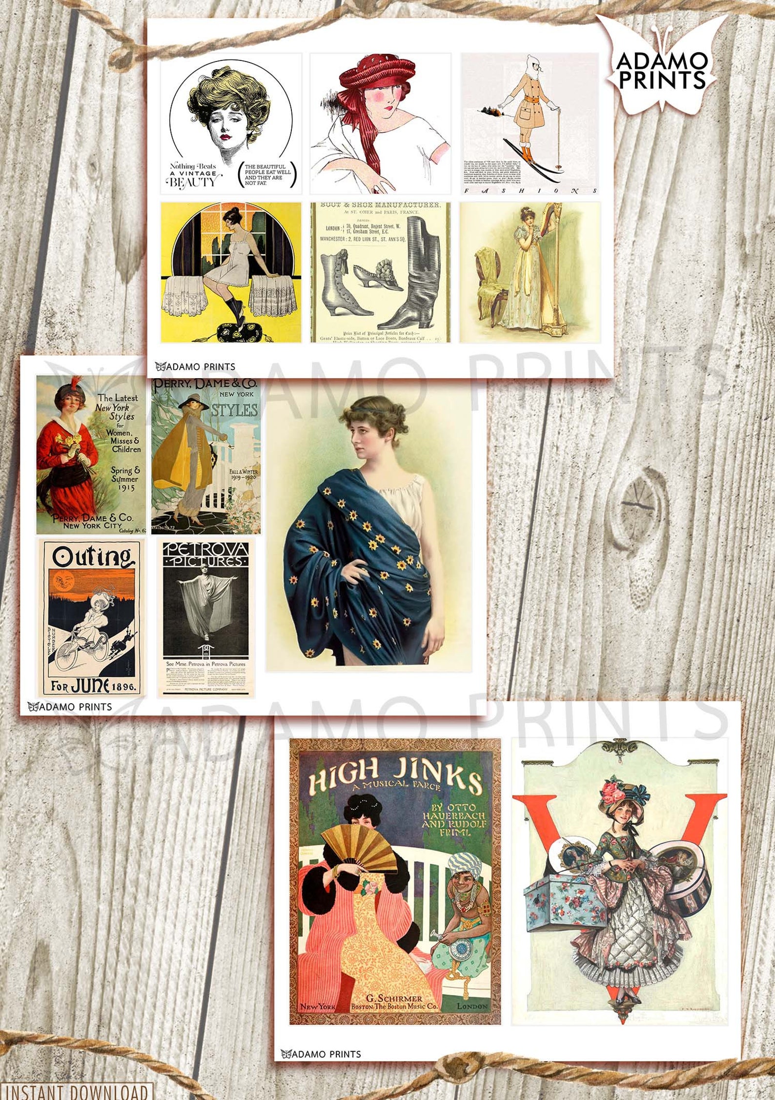 Vintage Fashion Mega Pack, Ephemera Digital, Art Deco, Digital Collage ...