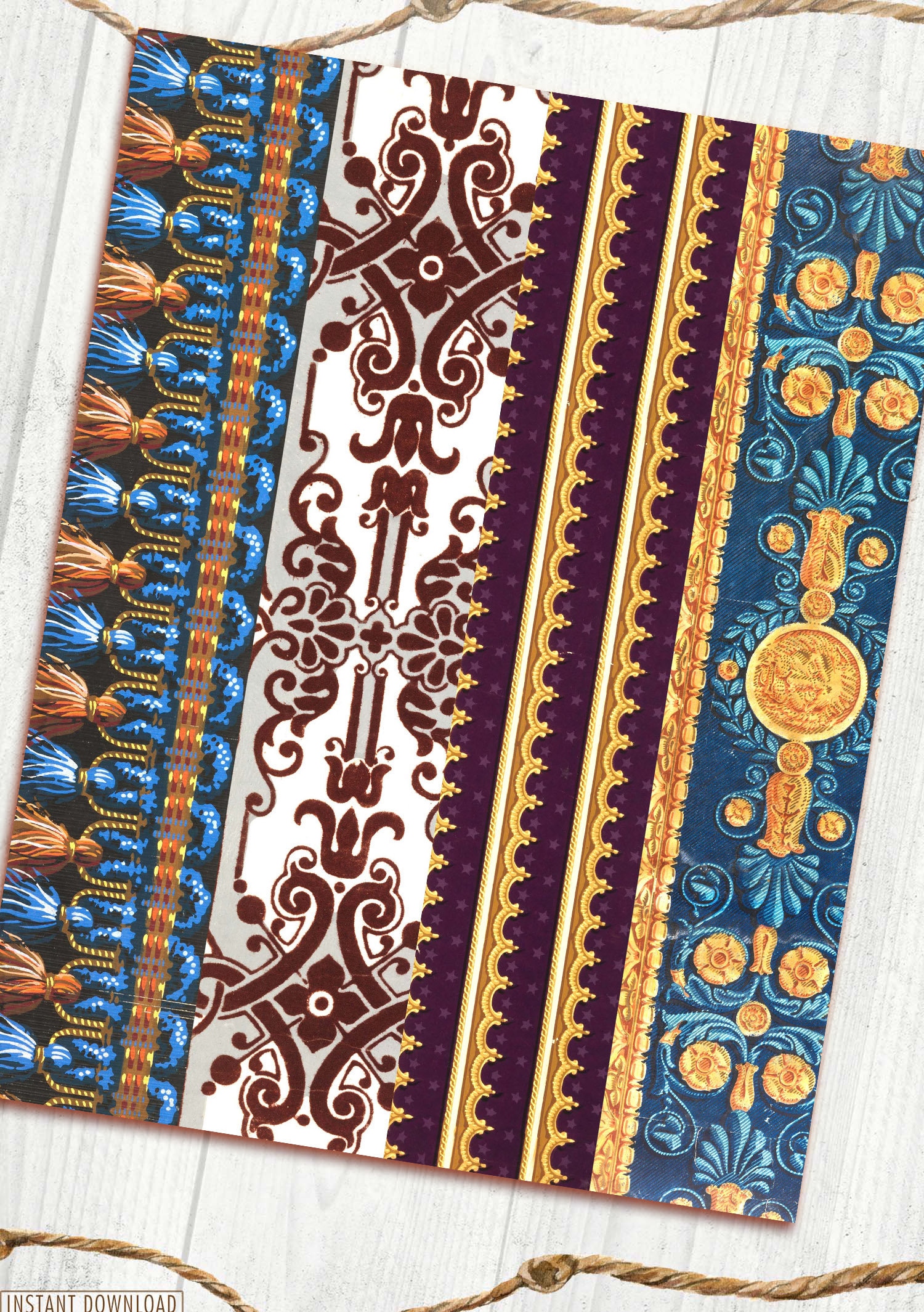 French Border Floral Wallpaper Set3 Pattern Junk Journaling - Etsy