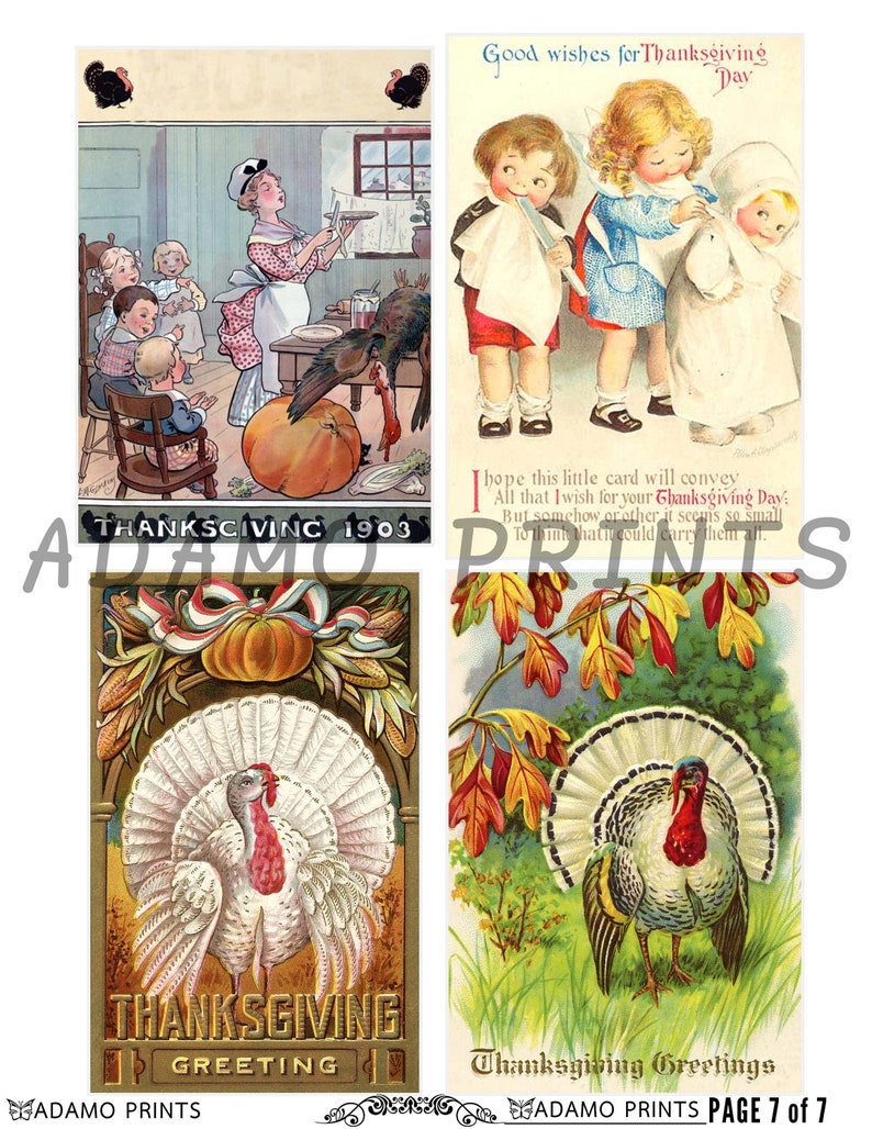 Thanksgiving Digital Digital Vintage Art December Printable - Etsy
