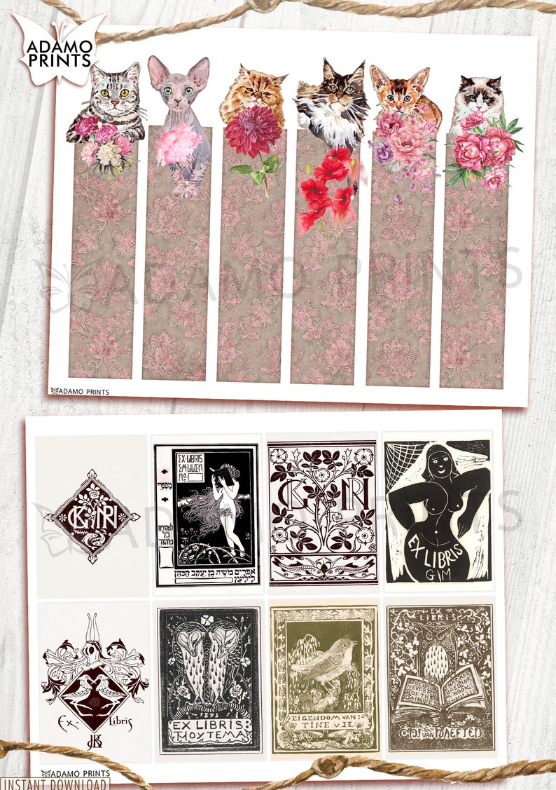 Vintage Book Cover Journal Kit Tags Tab Journal Note Card - Etsy