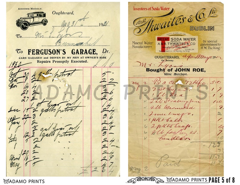 Vintage French Invoice French Receipts Ephemera Cards | Etsy