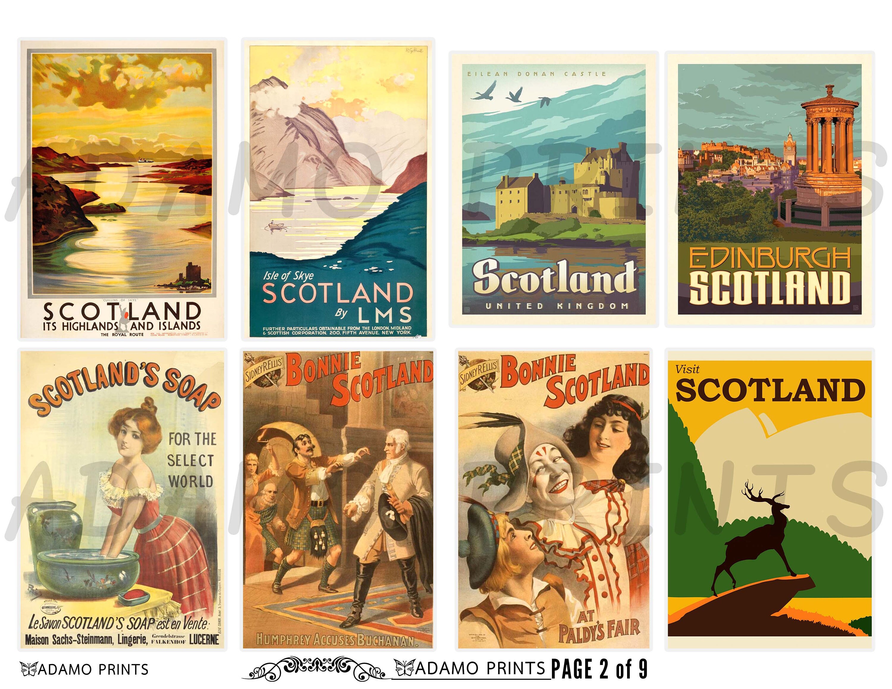 Scotland Story Ephemera Classic Vintage Art Collage Sheets - Etsy