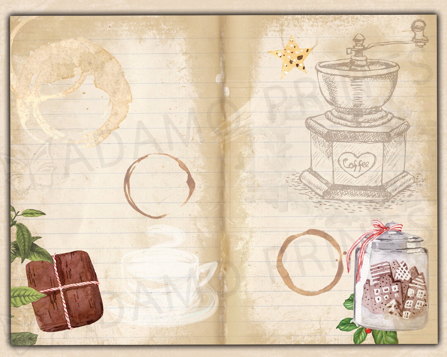 Coffee & Choco Journal Kit Journal Page Fussy Cut Collage | Etsy