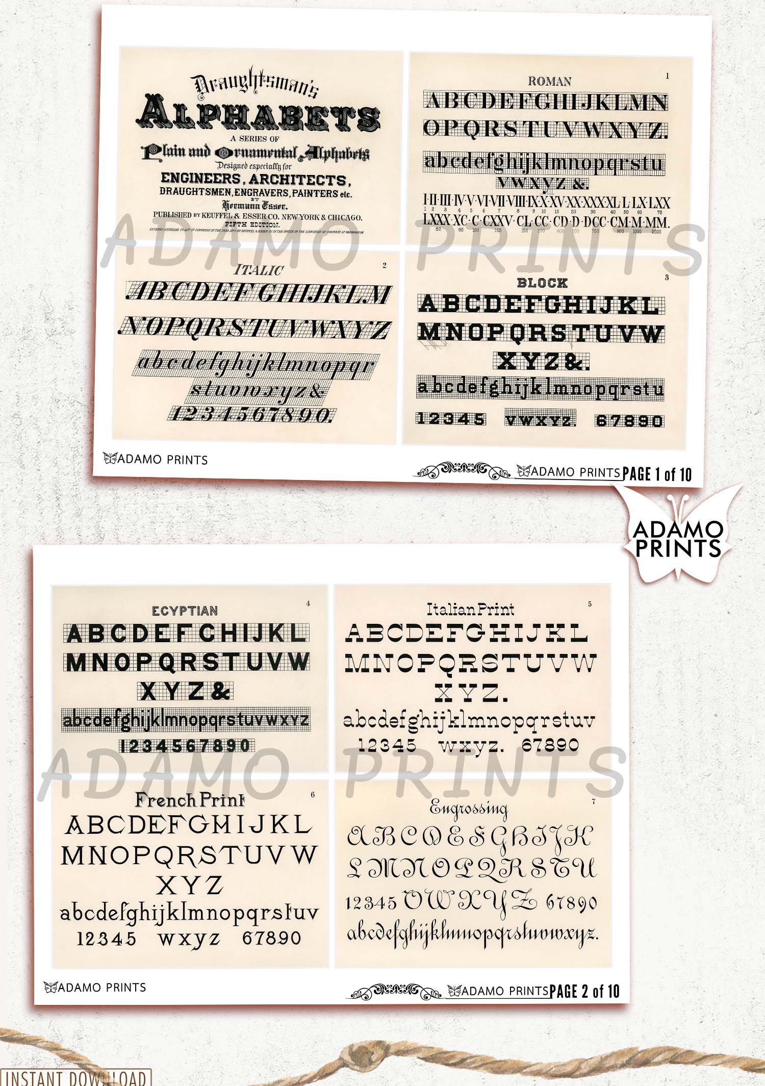 Antique French Alphabet: 19th Century Printable Images (digital ...