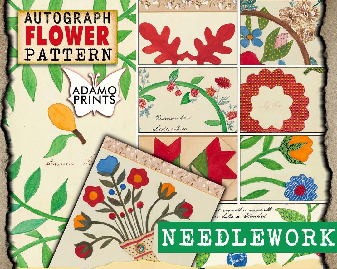 Needlework Autograph Flower Pattern, Chrismas Paper, Sewing, Shabby ...