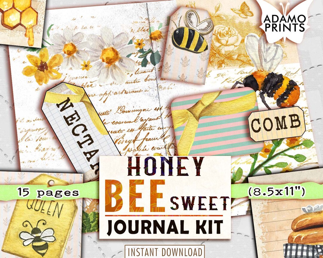 Honey Bee Sweet Journal Kit, Blank & Lined, Busy Bee, Beekeeper ...