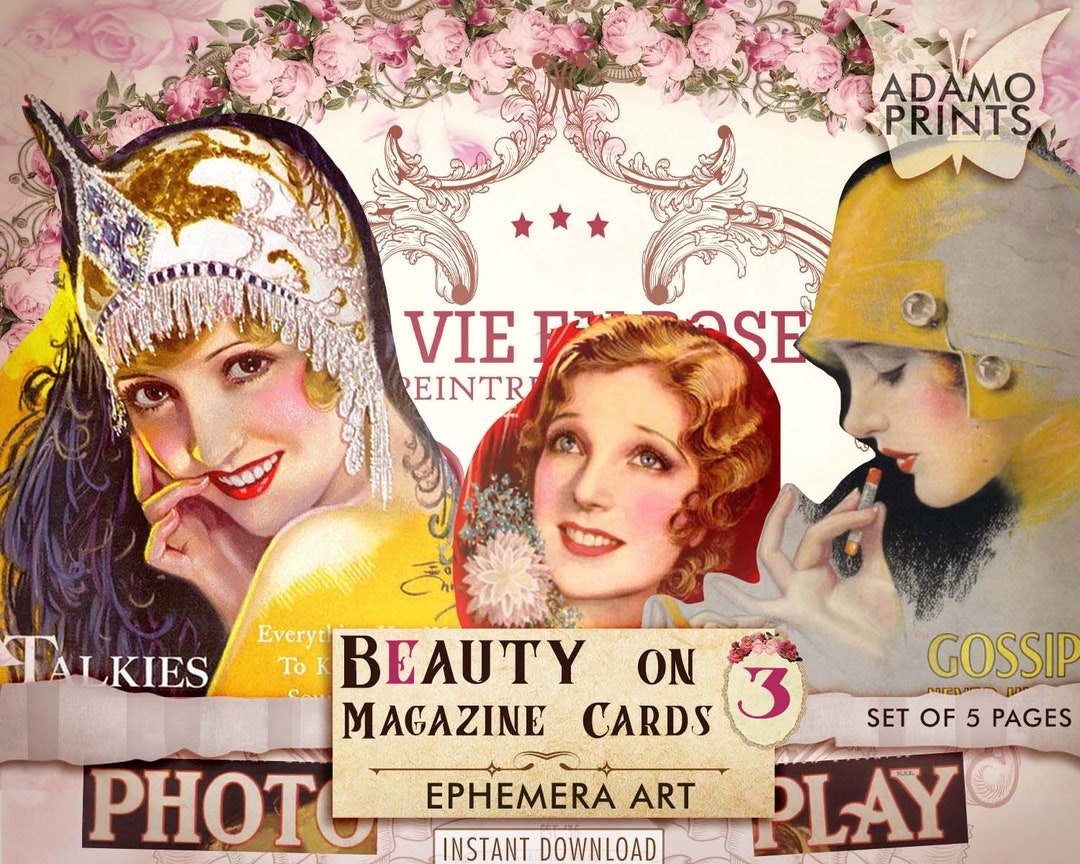 Beauty on Magazine Cards Set3, Digital Images, ATC Cards, Old Magazines ...