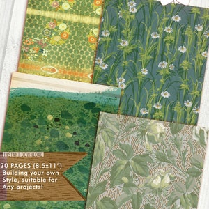 Blue Green Floral Pattern, Floral Wallpaper, Digital Paper, Antique ...