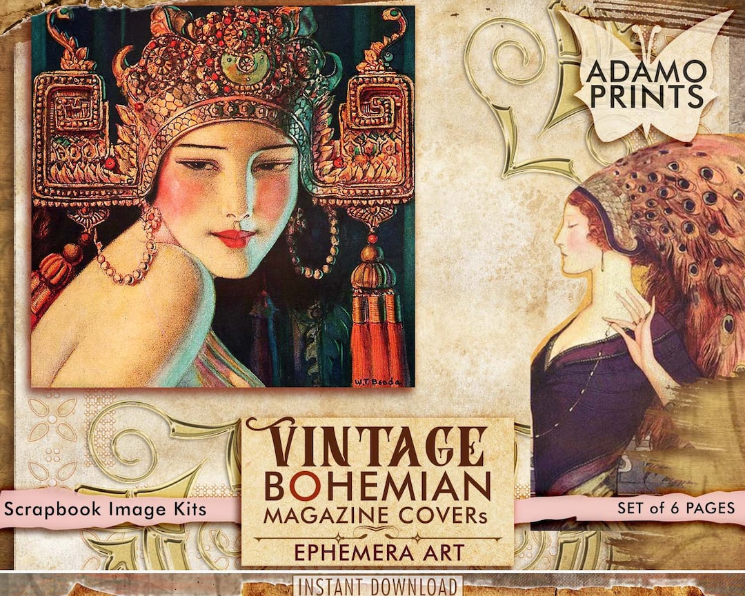 Vintage Bohemian Magazine Covers, Vintage Images, Ephemera, Digital ...