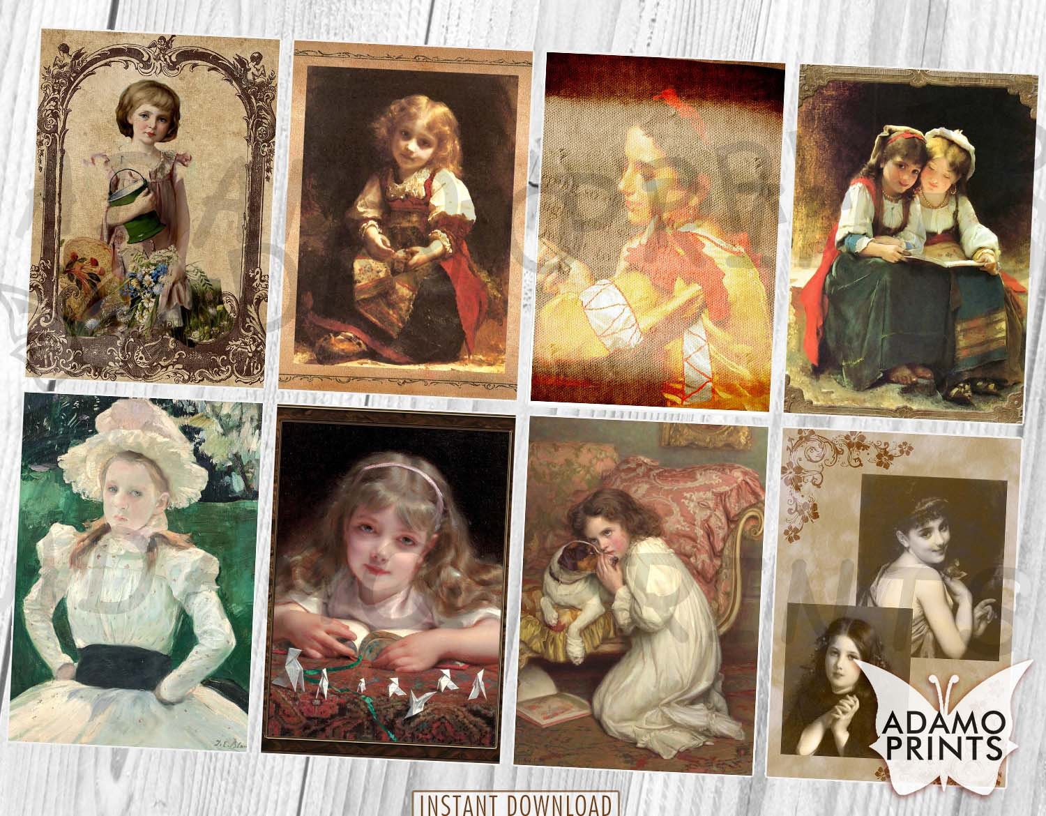 Victorian Children Journal Kit, Line & Blank Page, Loaded Tag, Collage ...