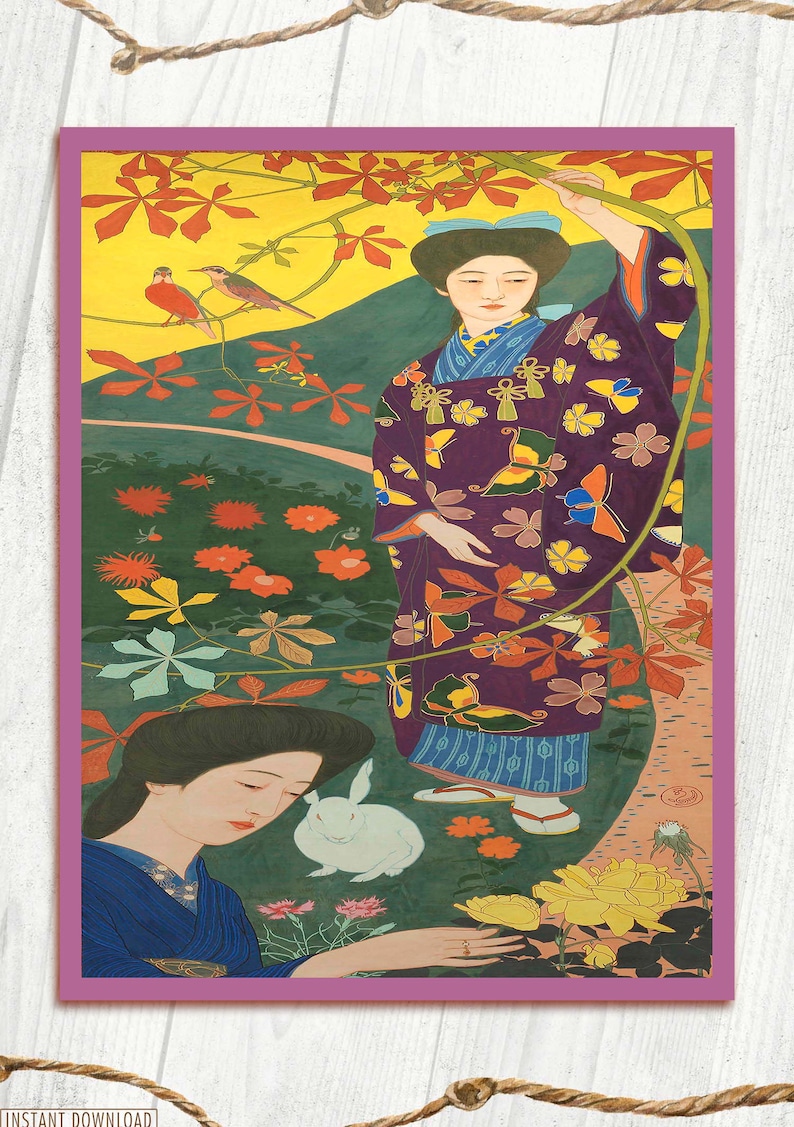 Vintage Japanese Women Poster Digital Images Women Art - Etsy