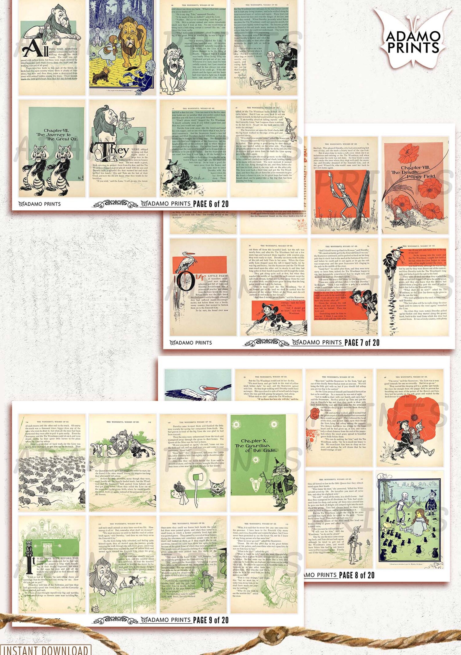The Wonderful Wizard of Oz, Book Page, ATC, Children Digital Book ...