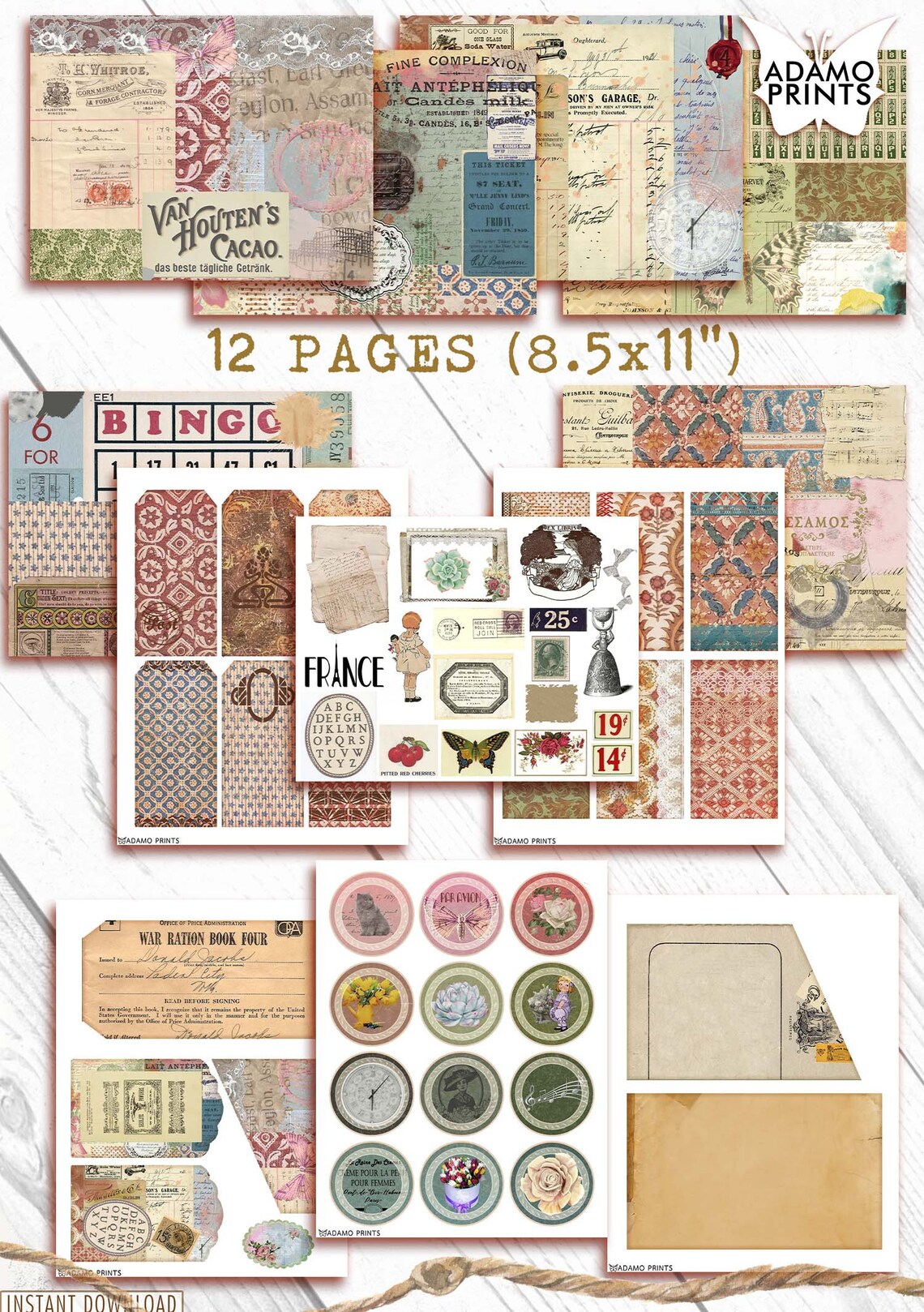 Collage Style Journal Kit, Journal Page, Journaling Collage Sheets ...