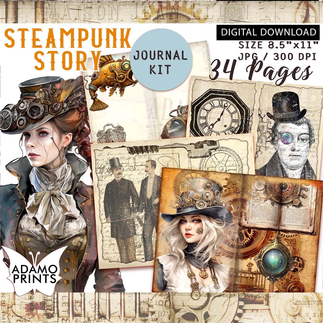 Steampunk Story Journal Kit Grunge Old Journal Pages Industrial ...