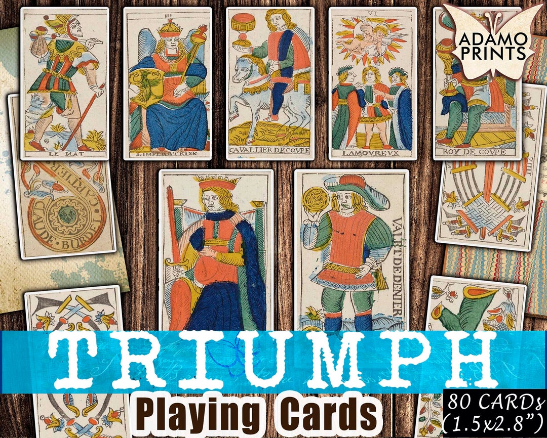 Vintage Triumph Playing Cards: 80 Printable Journal Cards (digital ...