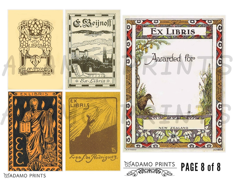 Ex Libris Digital Bookplate Printable Bookplates Ephemera | Etsy