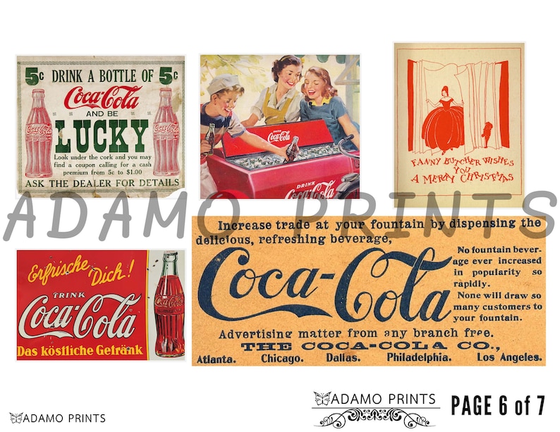 Vintage Coca-cola Aged Advertising Vintage Images Ephemera - Etsy