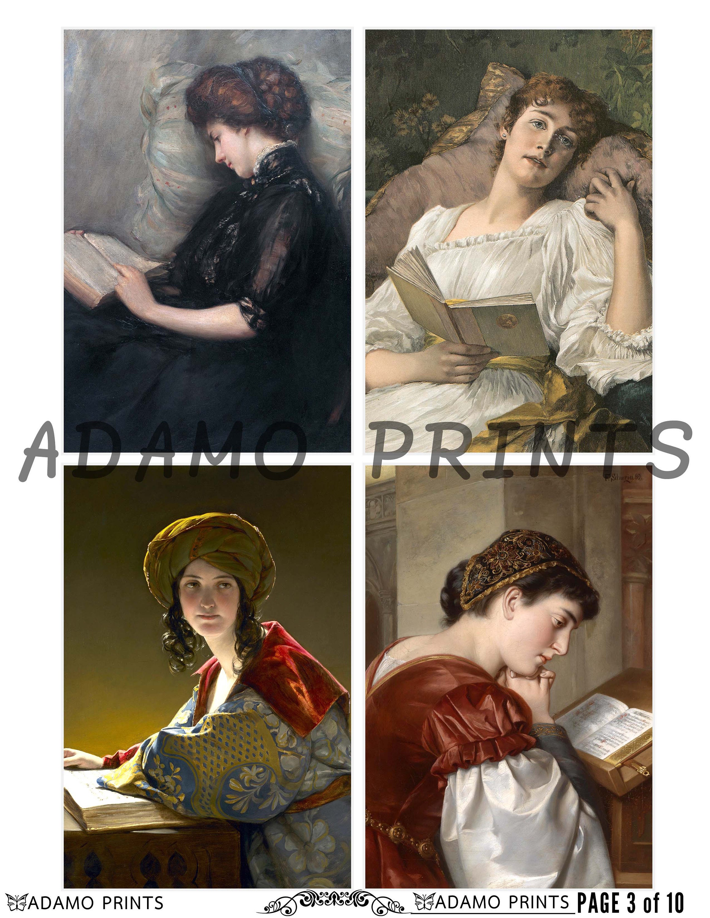 Reading A Book, Victorian Era, Digital Ephemera Classics, Digital ...