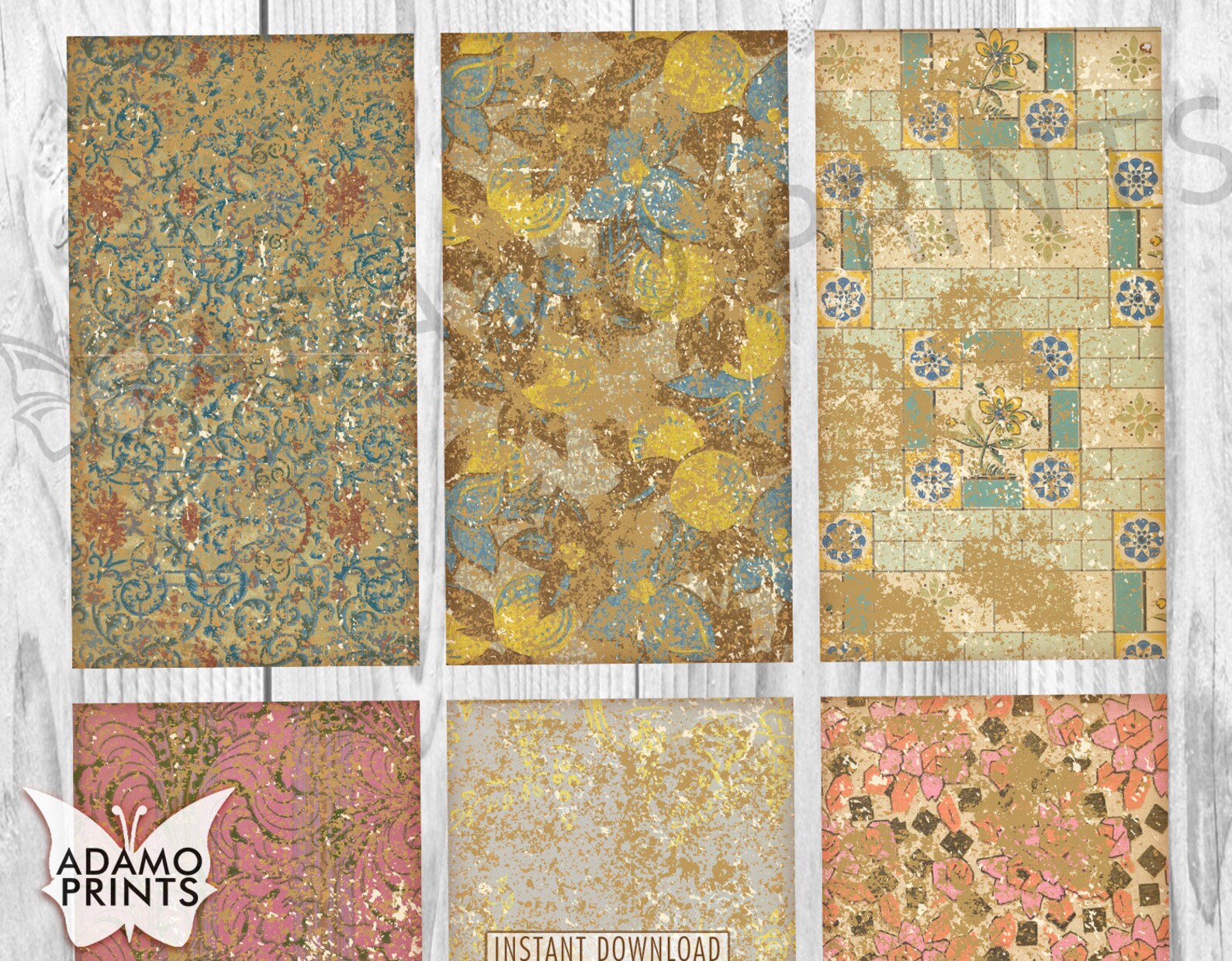 Wallpaper Grunge Tag Kit Digital Tag Victorian Ephemera - Etsy